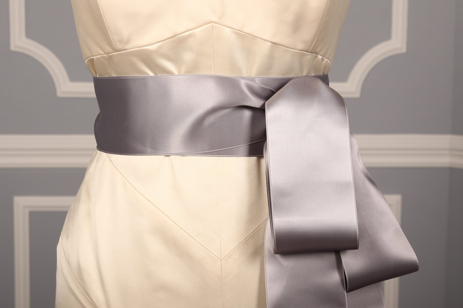 Grey Double Faced Satin Ribbon Sash on Sale - Your Dream Dress