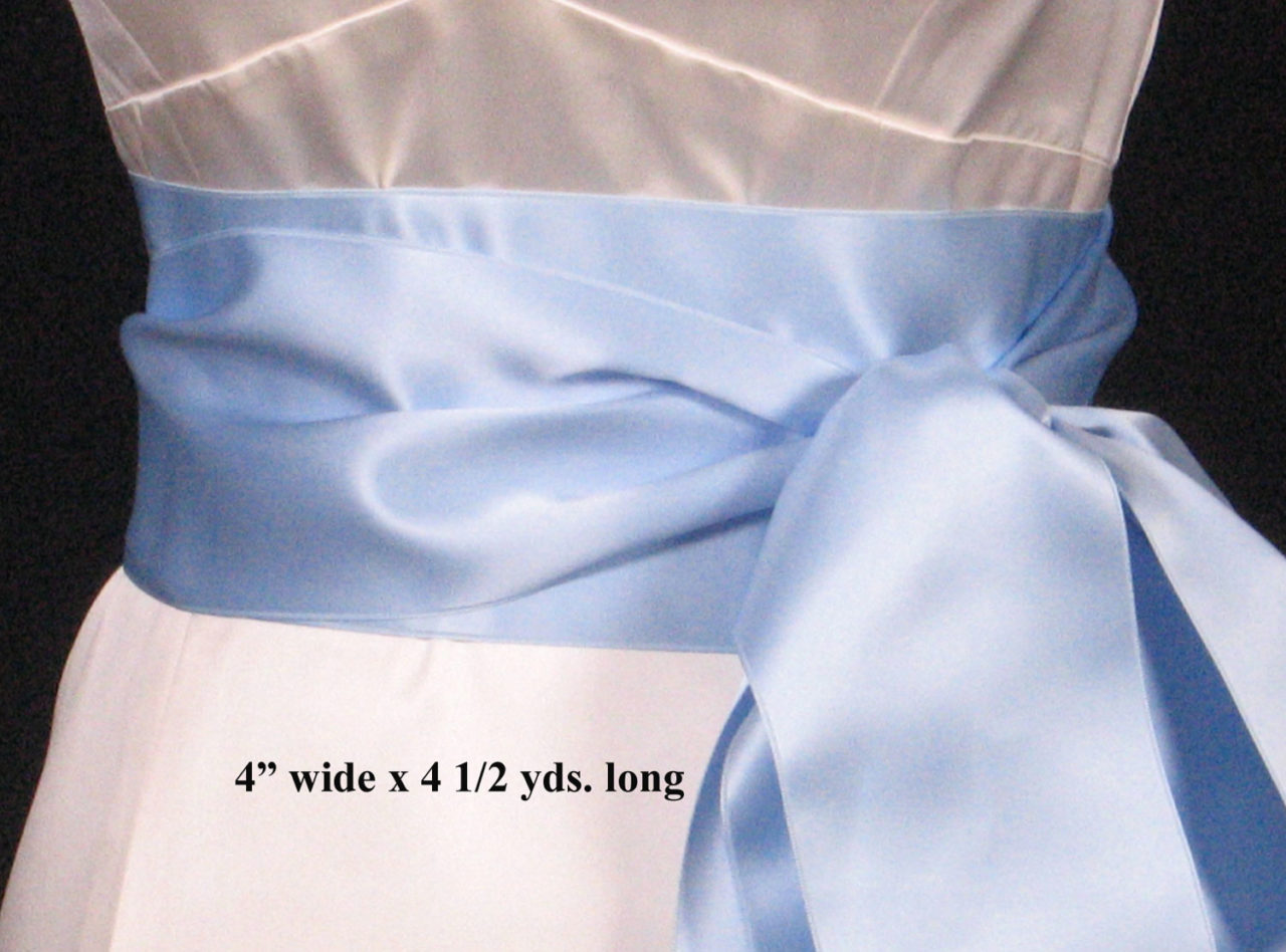 Light Blue Double Faced Satin Ribbon Sash on Sale - Your Dream Dress