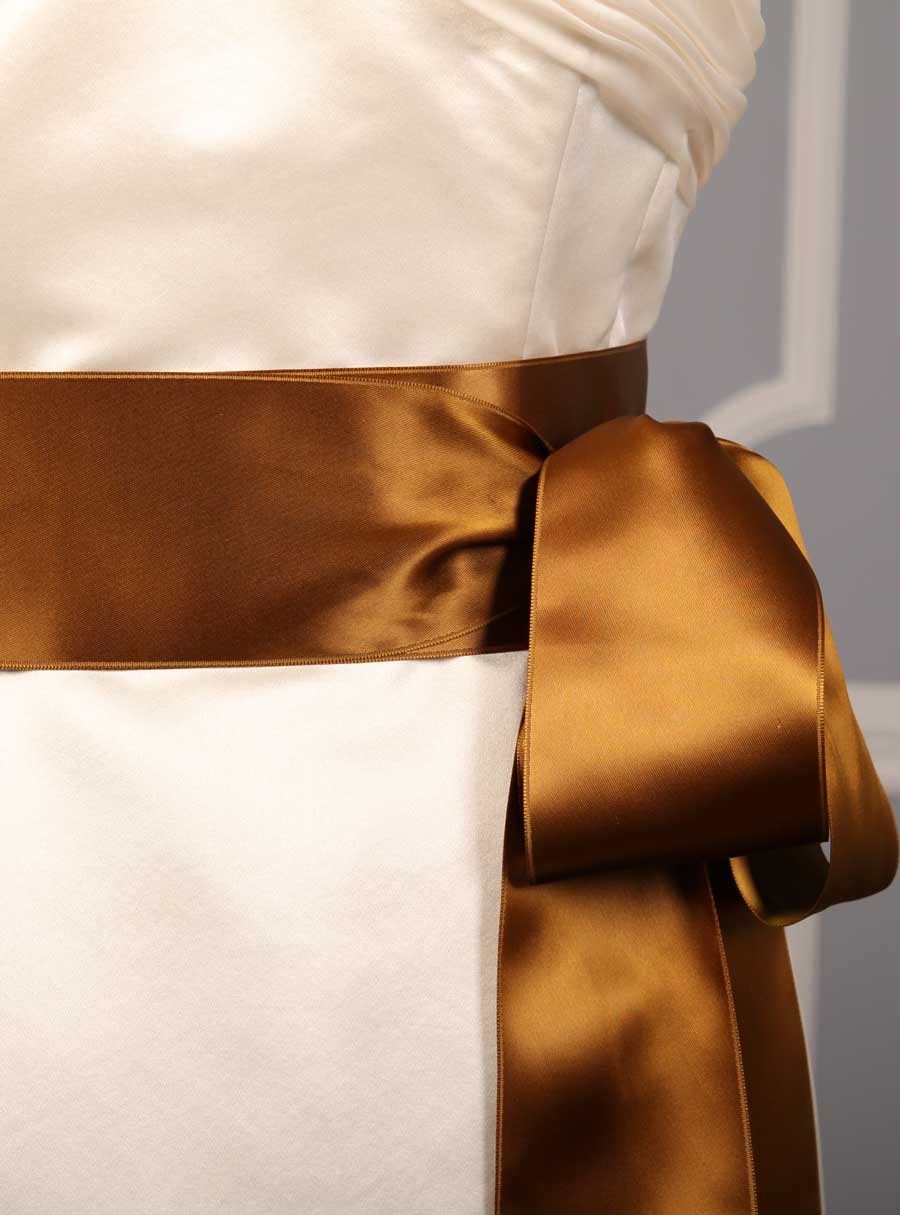 Antique Gold Double Faced Satin Ribbon Sash on Sale - Your Dream Dress