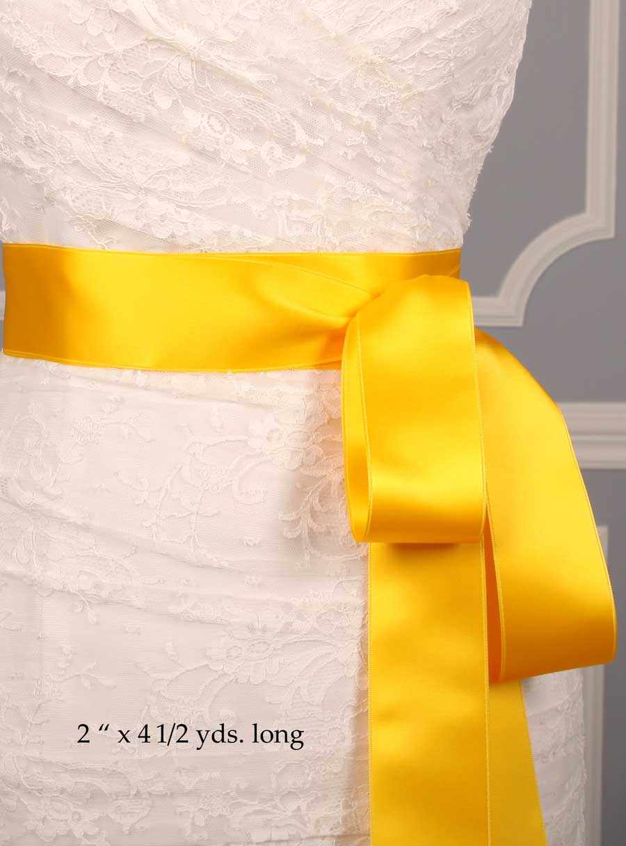 Marigold Double Faced Satin Ribbon Sash On Sale - Your Dream Dress