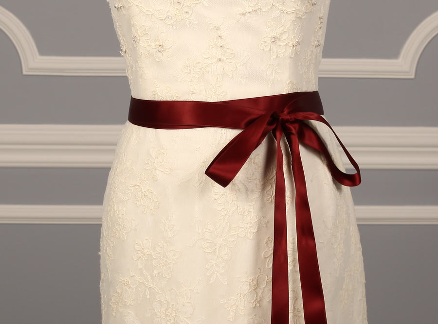 Dark Ruby Double Faced Satin Ribbon Sash - Your Dream Dress